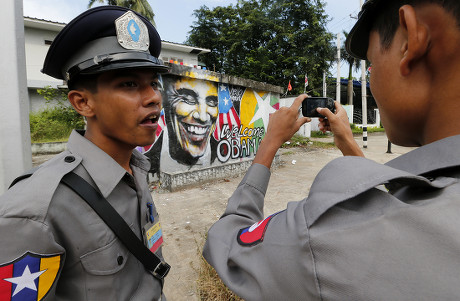 Burmese Police Take Photographs Freshly Painted Editorial Stock Photo ...