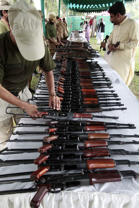 Number Kalashnikov Assault Rifles On Dislpay Editorial Stock Photo ...