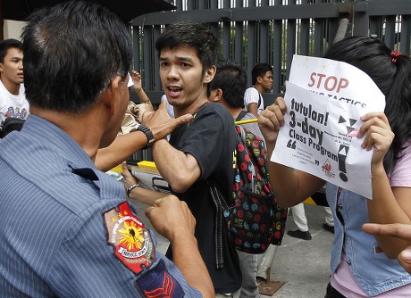 Filipino Protesters Confronted By Police Officer Editorial Stock Photo ...