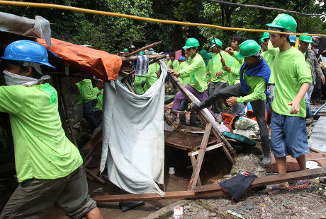 Filipino Demolition Crew Dismantle Structure During Editorial Stock ...