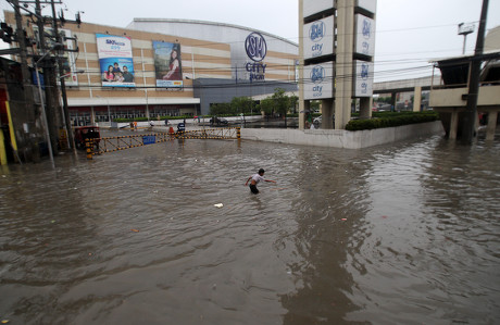 Filipino Boy Wades Front Flooded Shopping Editorial Stock Photo - Stock ...