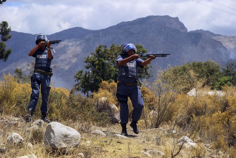 South African Police Fire Rubber Bullets Editorial Stock Photo - Stock ...