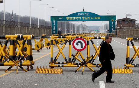South Korean Man Walks Near Border Editorial Stock Photo - Stock Image ...