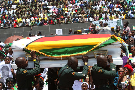 Pallbearers Carry Casket Zimbabwe Vice President Editorial Stock Photo ...