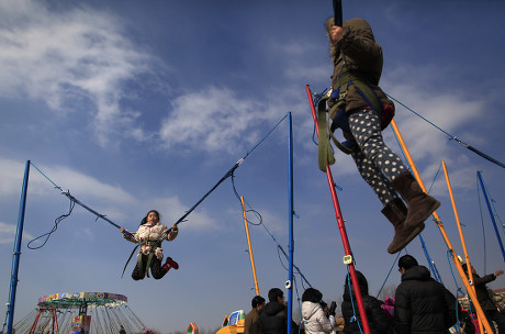 Chinese Girls Play On Bungee Swing Editorial Stock Photo - Stock Image ...