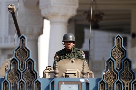 Egyptian Soldier Stands Guard On Armoured Editorial Stock Photo - Stock ...