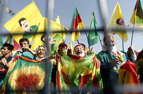 Kurdish People Shout Slogans They Hold Editorial Stock Photo - Stock ...