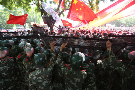 Chinese Riot Police Hold Barricades Outside Editorial Stock Photo ...