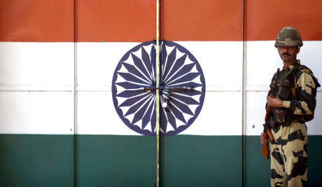 Indian Border Security Force Soldier Stands Editorial Stock Photo ...