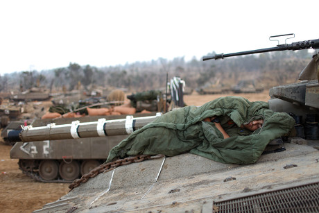 Israeli Soldiers Sleep On Merkava Tank Editorial Stock Photo - Stock ...