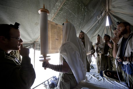 Israeli Soldier Holds Torah Scroll During Editorial Stock Photo - Stock ...