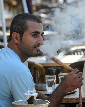 Lebanese Man Smokes Narghile Water Pipe Editorial Stock Photo - Stock ...