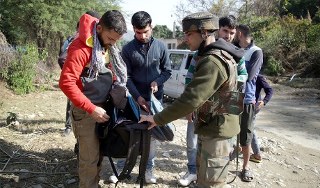 Indian Army Soldier Checks Bags Villagers Editorial Stock Photo - Stock ...