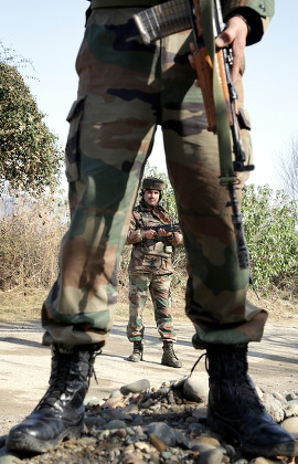 Indian Army Soldiers Stand Guard During Editorial Stock Photo - Stock ...