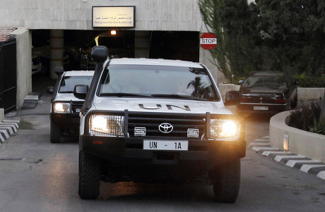 Un Vehicles Seen Departing Damascus Syria Editorial Stock Photo - Stock ...