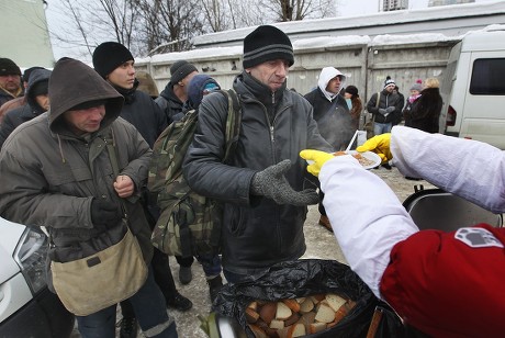 Homeless People Get Free Hot Food Editorial Stock Photo - Stock Image ...