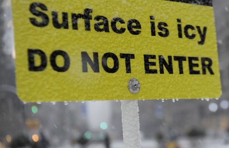 Sign Warning Icy Surfaces Front Flat Editorial Stock Photo - Stock ...