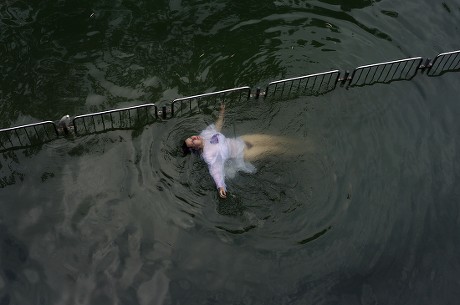 Christian Pilgrim Floats Jordan River Alongside Editorial Stock Photo ...