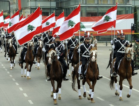 Lebanese Army Soldiers On Horseback Carry Editorial Stock Photo - Stock ...
