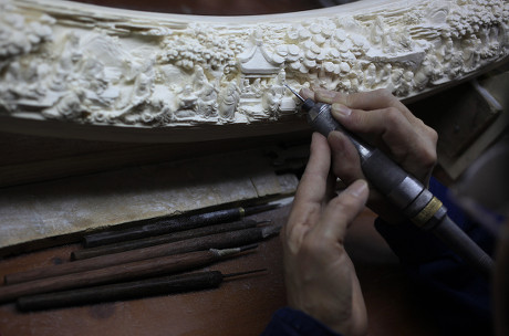 Chinese Artist Works On Ivory Sculpture Editorial Stock Photo - Stock ...