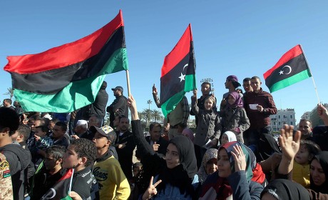 Libyans Raise National Flags During Ceremony Editorial Stock Photo ...