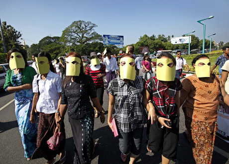 Two Myanmar Girls Wearing Masks Take Editorial Stock Photo - Stock ...