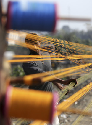 Indian Worker Prepares Kite Thread On Editorial Stock Photo - Stock ...