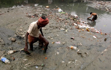 Locals Collecting Plastics River Adi Ganga Editorial Stock Photo ...