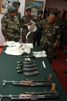 Indian Army Officer Inspects Weapons Recovered Editorial Stock Photo ...