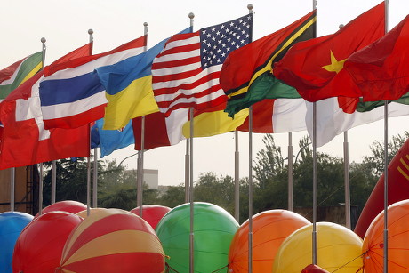 National Flags Various Countries Fly Above Editorial Stock Photo ...
