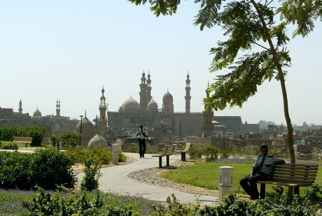 Visitors Al Azhar Park Walk By Editorial Stock Photo - Stock Image ...