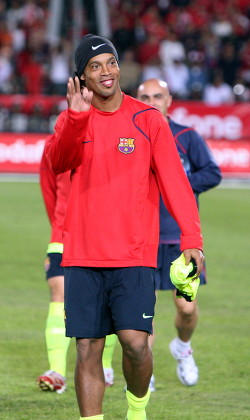 Barcelonas Ronaldinho Waves Fans Before Tgheir Editorial Stock Photo ...
