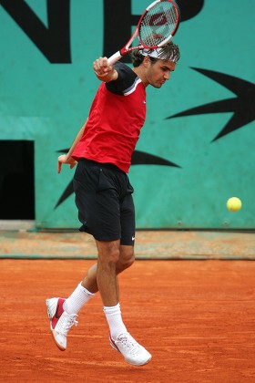 Swiss Roger Federer Hits Backhand During Editorial Stock Photo - Stock Image | Shutterstock
