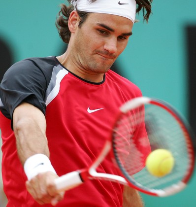 Swiss Roger Federer Hits Backhand During Editorial Stock Photo - Stock Image | Shutterstock