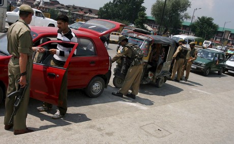 Indian Paramilitary Soldiers Check Vehicles Check Editorial Stock Photo ...