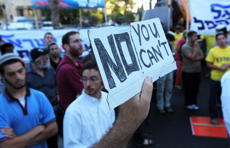 Rightwing Israeli Holds Small Placard That Editorial Stock Photo ...