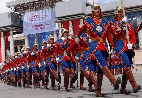 Mongolian Cavalry Soldiers March During Unveiling Editorial Stock Photo ...