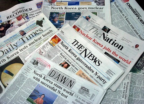 Montage Front Pages Pakistani Newspapers Carrying Editorial Stock Photo ...