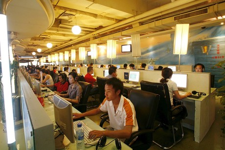 Customers Use Computers Internet Cafe Shanghai Editorial Stock Photo ...
