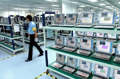 Worker Walks Past Rows Computers Workshop Editorial Stock Photo - Stock ...