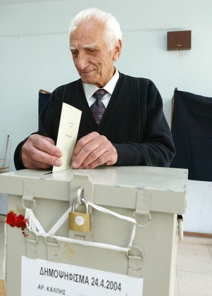Greek Cypriot 75yearold Andreas Christodoulou Casts Editorial Stock ...