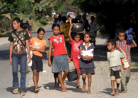 East Timorese Children Carry Food Their Editorial Stock Photo - Stock ...
