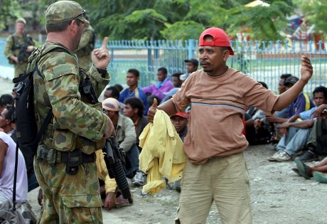 Australian Soldier Checks East Timorese Man Editorial Stock Photo ...