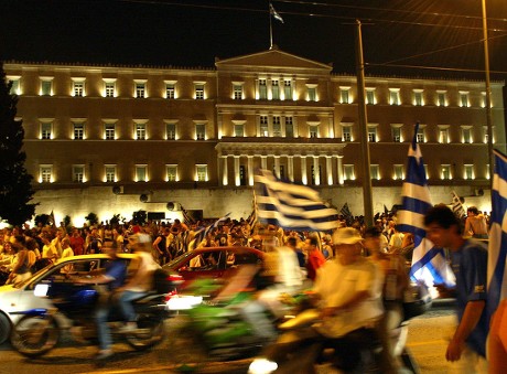 Greeks State Ecstasy Celebrate Victory Greece Editorial Stock Photo ...