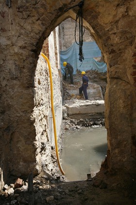 Workers Drain Water During Restoration Work Editorial Stock Photo ...