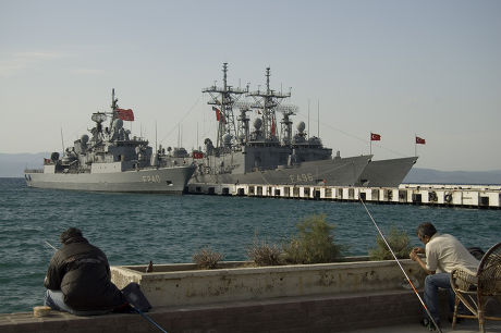 Anglers Turkish Naval Ships Kusadasi Turkey Editorial Stock Photo ...