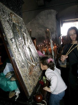 Greek Cypriot Child Kisses Holy Icon Editorial Stock Photo - Stock ...