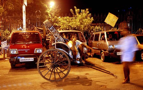 Hand Pulled Rickshaw Puller Waits Passengers Editorial Stock Photo ...