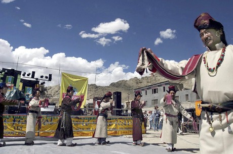 Ladakhi Men Wearing Traditional Headgears Perform Editorial Stock Photo ...