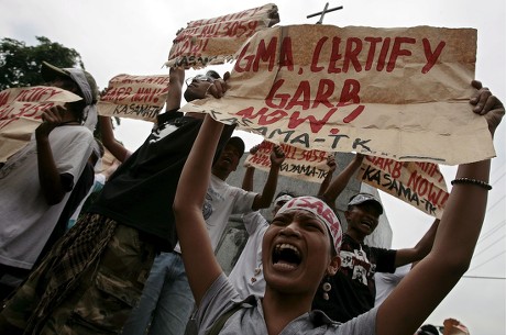 Filipino Farmers Shout They Display Slogans - Foto de stock de ...